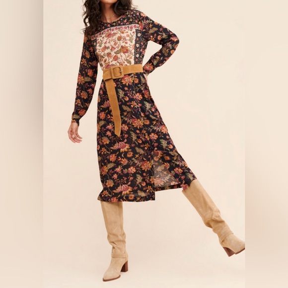 Anthropologie Dresses Kachel Floral Mixed Print Midi Dress Poshmark